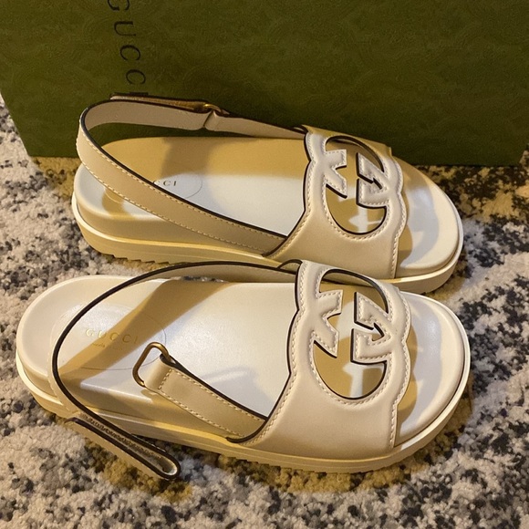 Gucci | Shoes | Gucci Interlocking G Sandal White | Poshmark